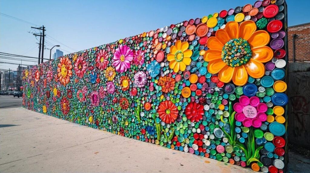 Fresque murale avec 300 bouchons plastique : ma transformation DIY